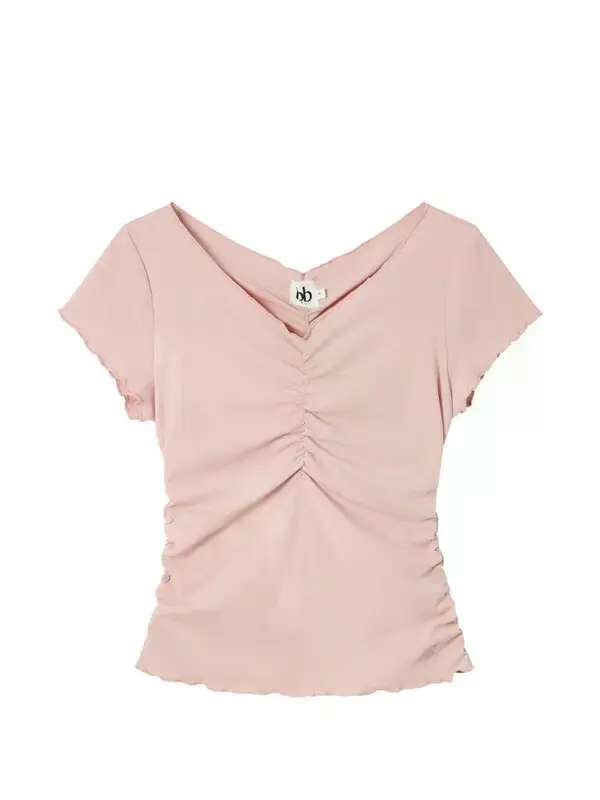 B+AB Ruched Lettuce-trim T-shirt
