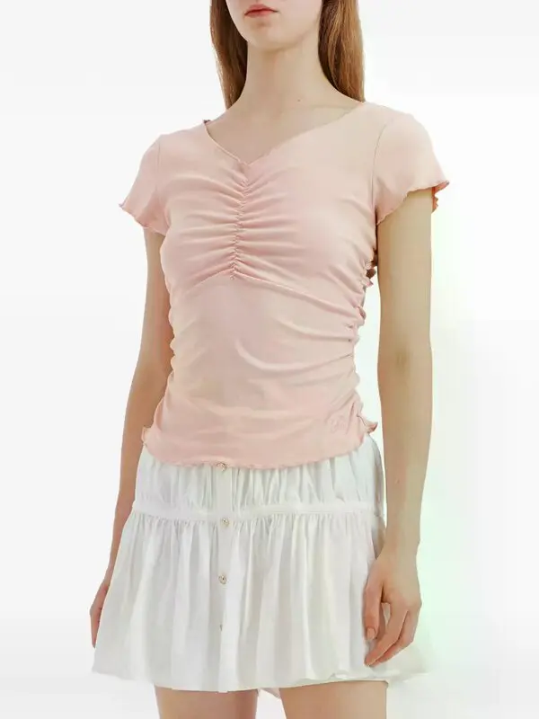 B+AB Ruched Lettuce-trim T-shirt