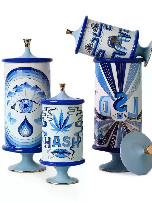Jonathan Adler Graphic-print Pedestal Canister