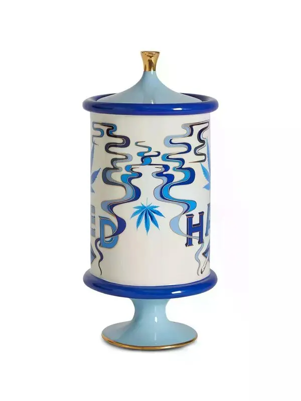 Jonathan Adler Graphic-print Pedestal Canister - Blue