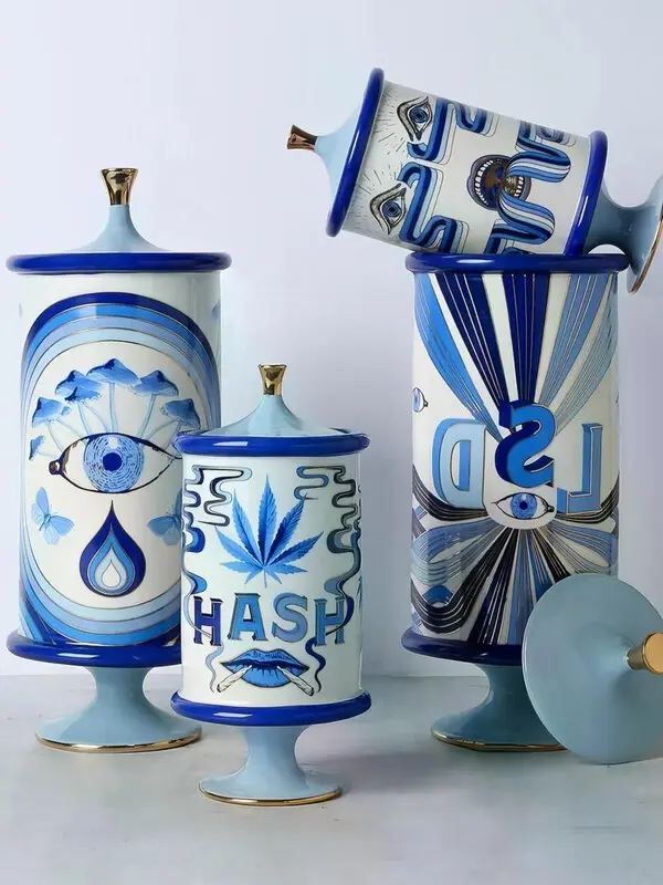 Jonathan Adler Graphic-print Pedestal Canister