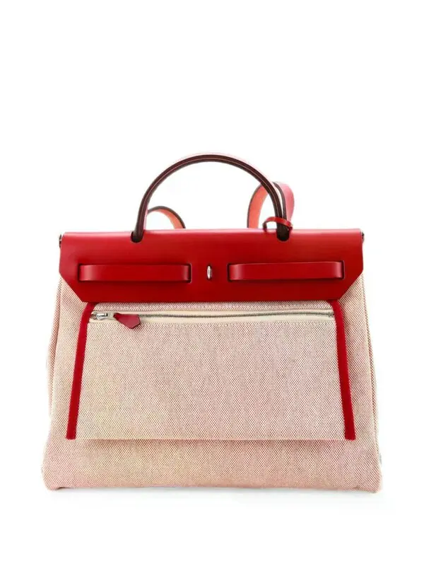 Hermès Herbag Zip Pegase Pop Toile And Leather Shoulder Bag - Red