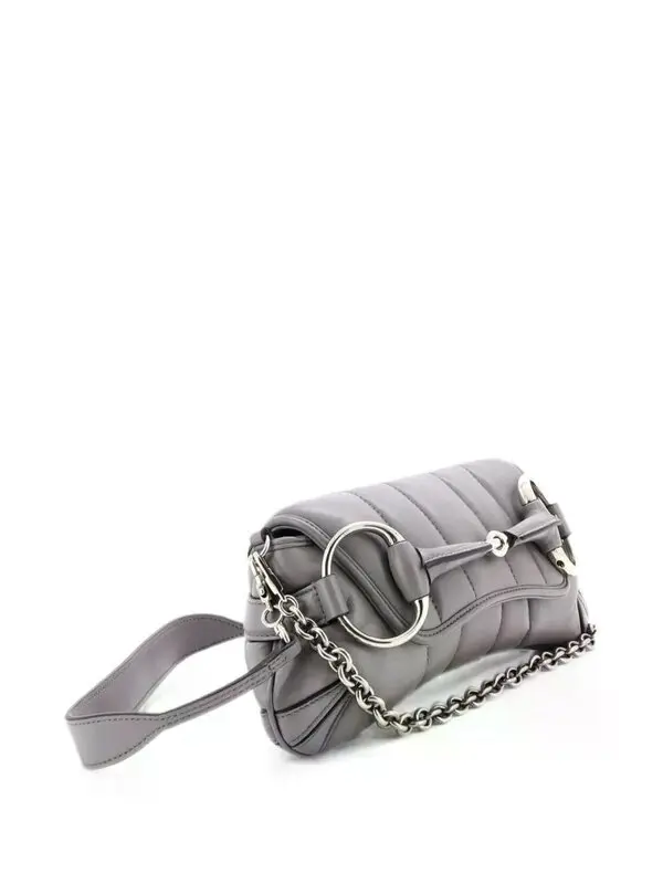 Gucci Horsebit Chain Vertical Quilted Leather Small Shoulder Bag - Grey