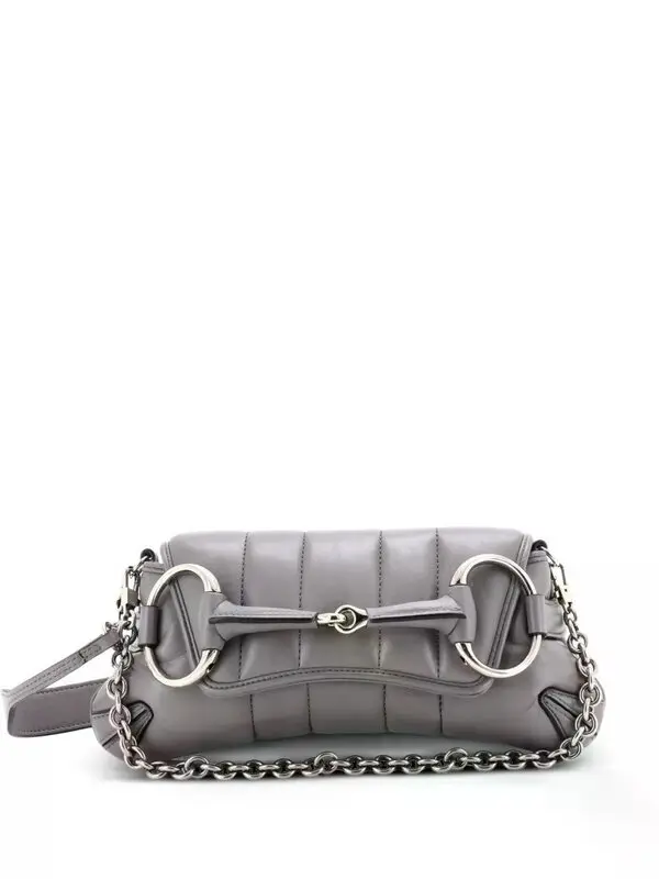 Gucci Horsebit Chain Vertical Quilted Leather Small Shoulder Bag - Grey