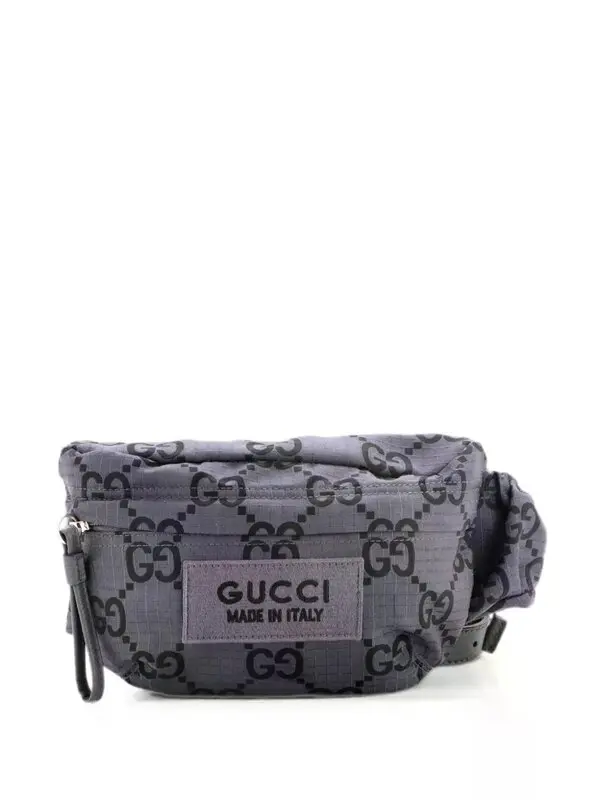 Gucci Ripstop Gg Nylon And Leather Belt Bag - Grey