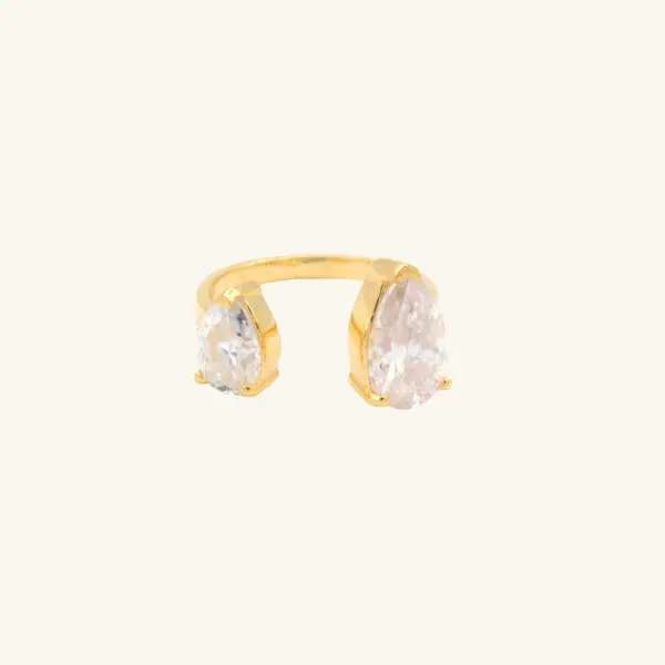 Duniya Sushma's Duette Ring With White Sapphires In 14k - Gold