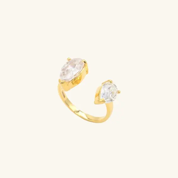 Duniya Sushma's Duette Ring With White Sapphires In 14k - Yellow