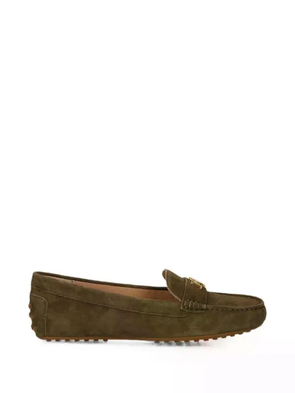 Ralph Lauren Logo Plaque Suede Loafers - Green