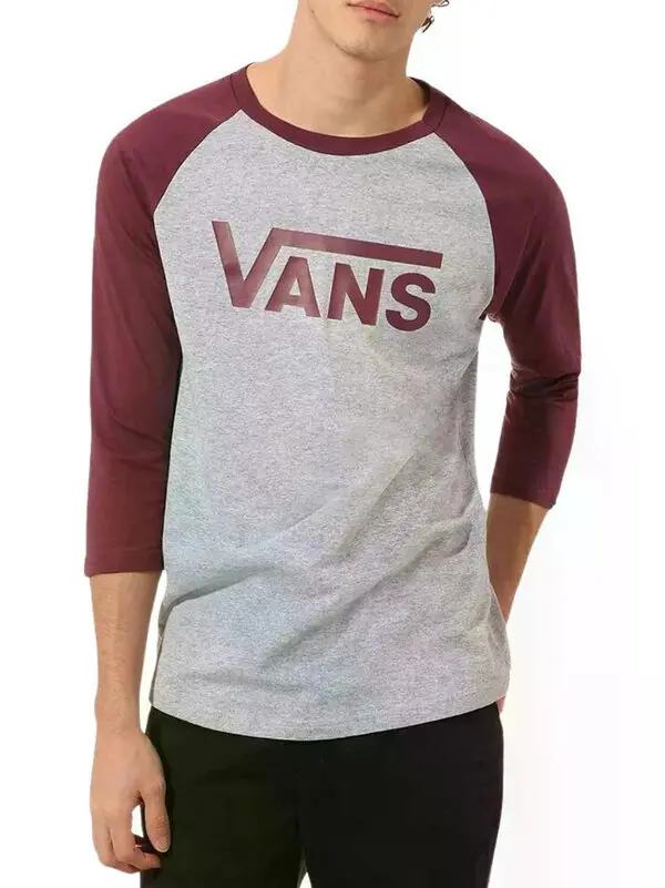 VANS Classic Heather Logo-print Raglan-sleeve T-shirt - Grey