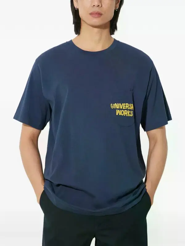 Universal Works Logo-print Chest-pocket T-shirt - Blue