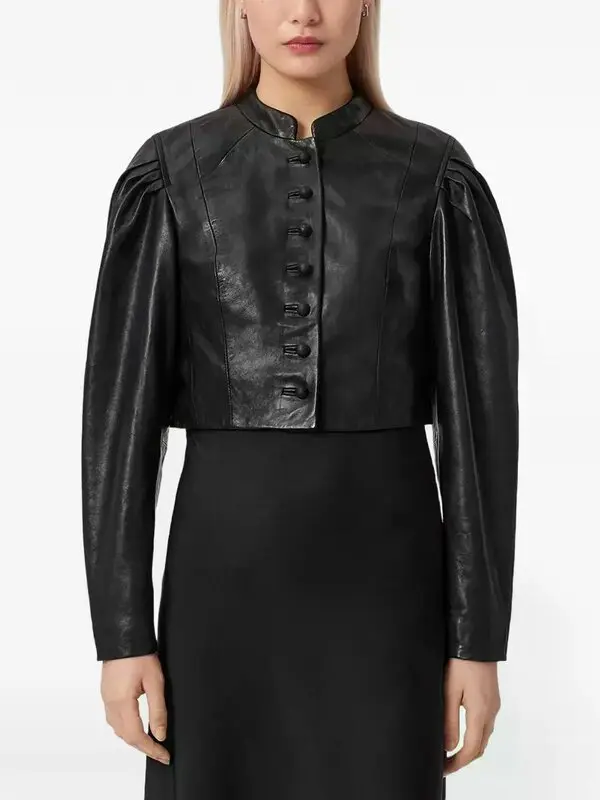 ALLSAINTS Sadie Leather Puff Sleeve Jacket - Black