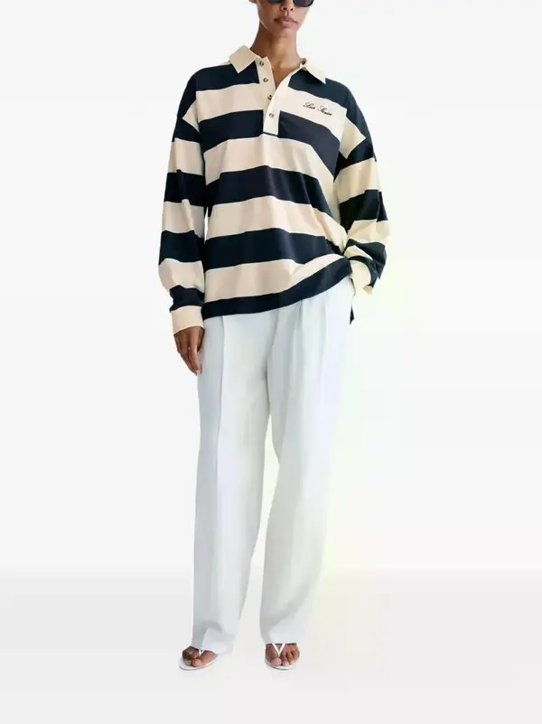 Love Stories Striped Long-sleeve Polo Shirt