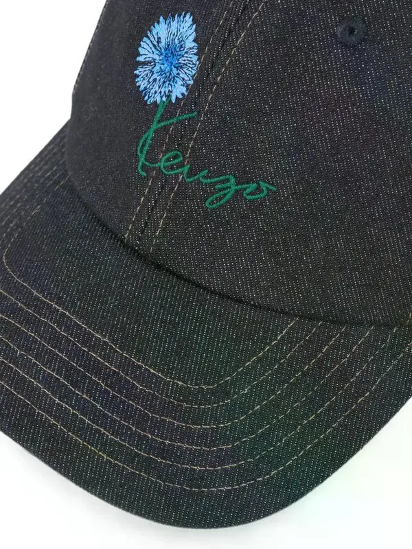 Kenzo Logo Embroidered Denim Baseball Cap