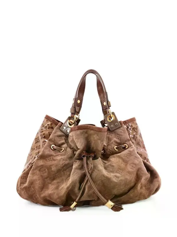 LOUIS VUITTON Irene Handbag Monogram Embossed Suede And Patent Shoulder Bag