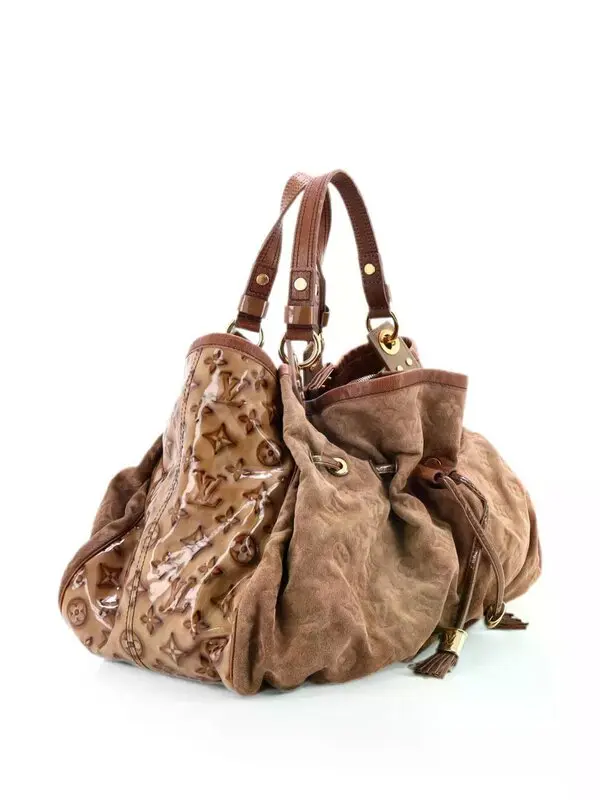 LOUIS VUITTON Irene Handbag Monogram Embossed Suede And Patent Shoulder Bag