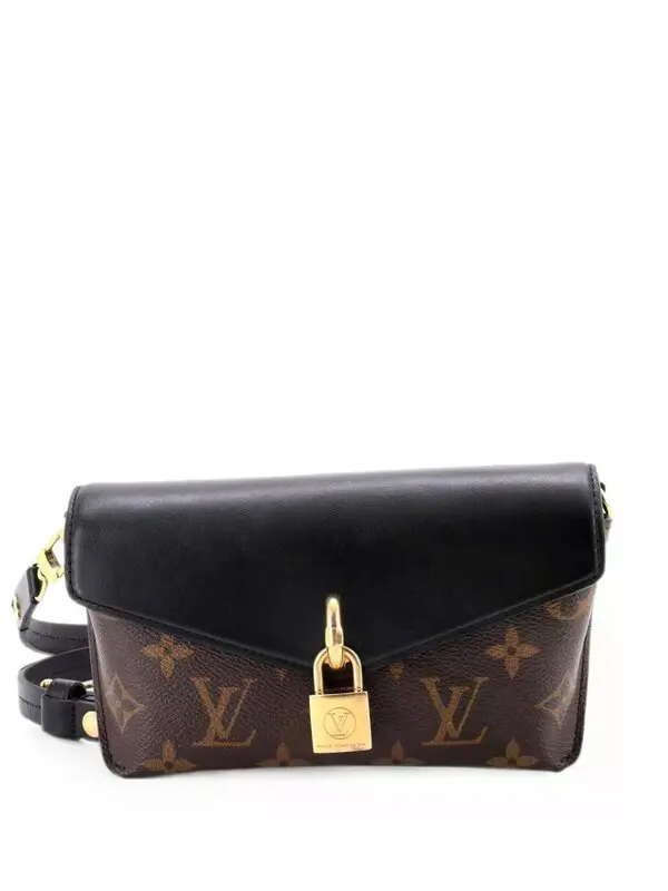 LOUIS VUITTON Monogram Canvas And Leather Crossbody Bag With Padlock - Black
