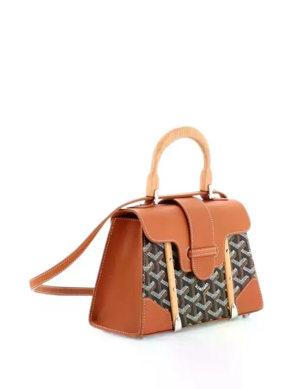 Goyard Structured Saigon Top Handle Bag In Coated Canvas With Leather Mini Satchel