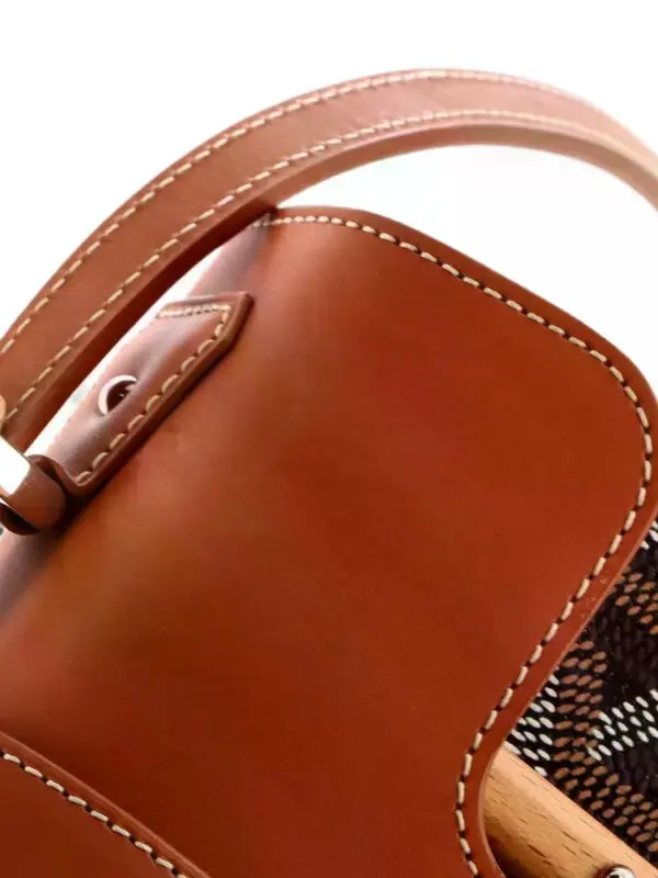 Goyard Structured Saigon Top Handle Bag In Coated Canvas With Leather Mini Satchel - Brown