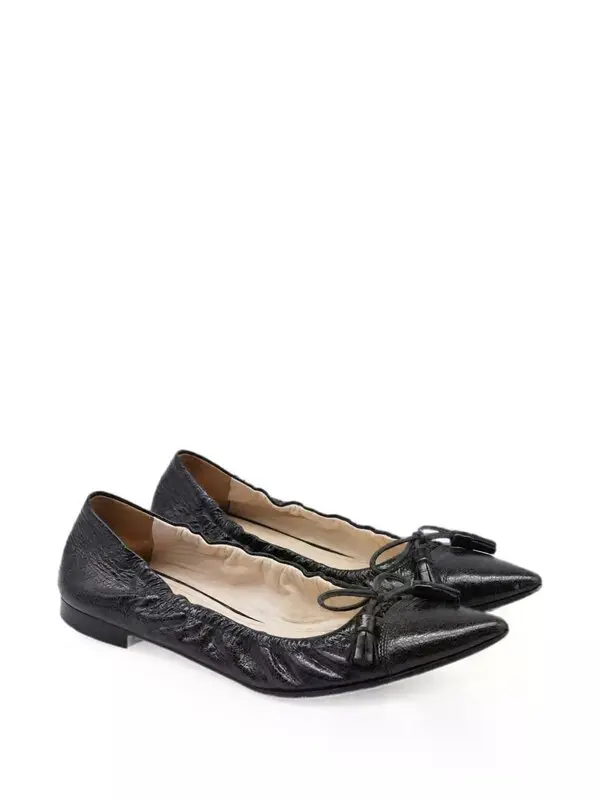 Prada Bow Detail Pointed Toe Ballet Flats