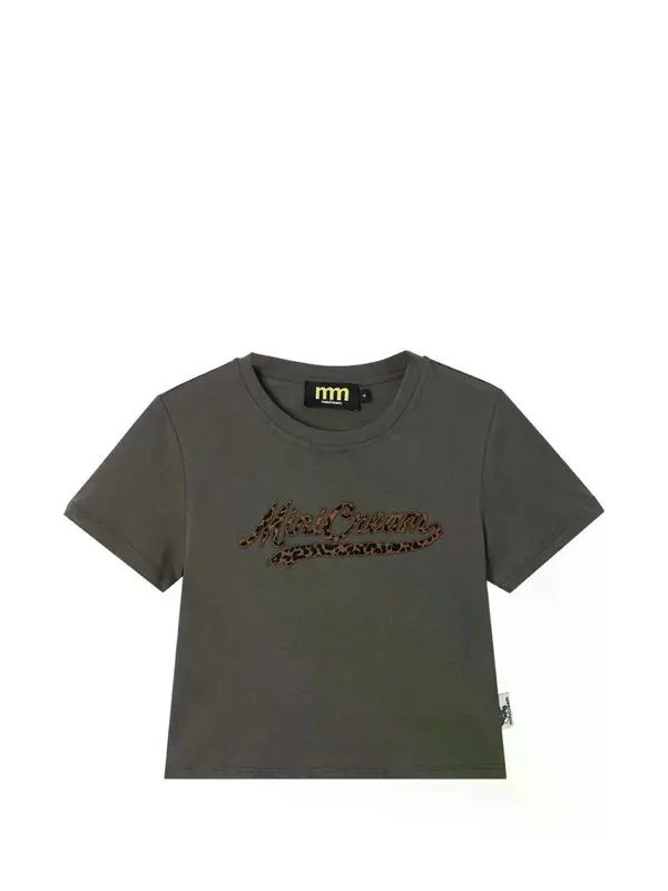 MINI CREAM Leopard Print Logo Patch T-shirt