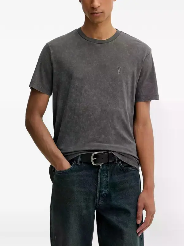 ALLSAINTS Saka Acid-wash Ramskull-embroidered T-shirt - Grey