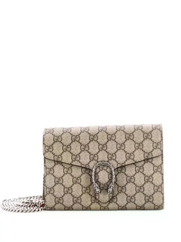 Gucci Dionysus Chain Wallet Gg Coated Canvas Small Crossbody Bag - Brown