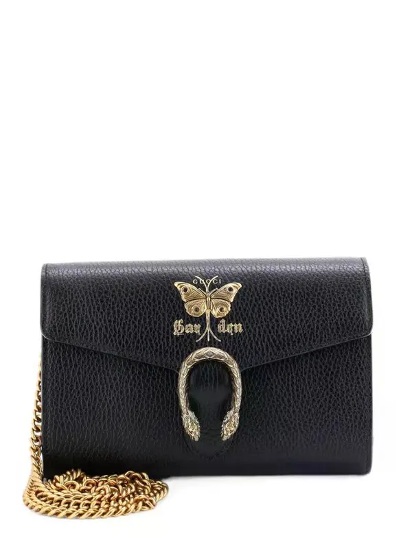 Gucci Garden Dionysus Chain Wallet Embellished Leather Crossbody Bag - Black