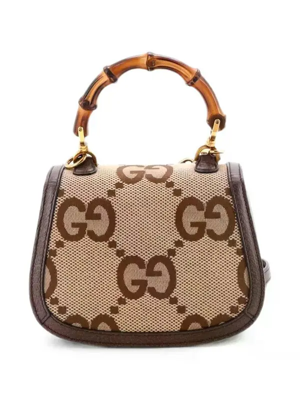 Gucci Bamboo 1947 Jumbo Gg Canvas Mini Crossbody Bag - Brown