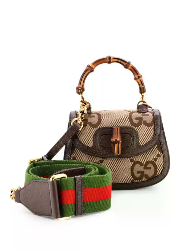 Gucci Bamboo 1947 Jumbo Gg Canvas Mini Crossbody Bag - Brown