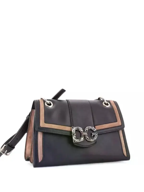 Dolce & Gabbana Amore Flap Leather With Suede Small Shoulder Bag - Black