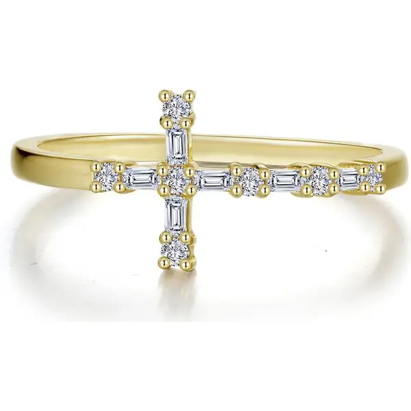 Lafonn Eden Baguette Lab Grown Diamond Cross Ring - Gold