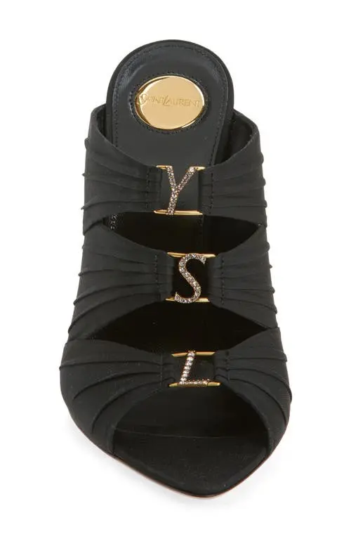 Saint Laurent Emilie Strass Logo Slide Sandal