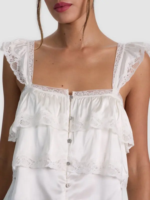 Alice + Olivia Sylvie Tiered Lace Blouse