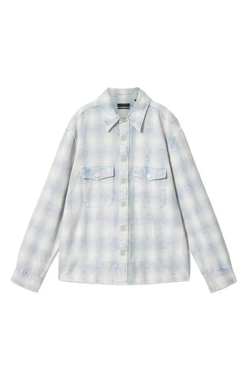 ALLSAINTS Santos Stripe Embroidered Graphic Cotton Button-up Shirt