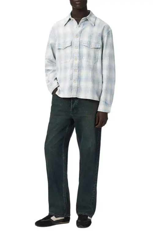 ALLSAINTS Santos Stripe Embroidered Graphic Cotton Button-up Shirt