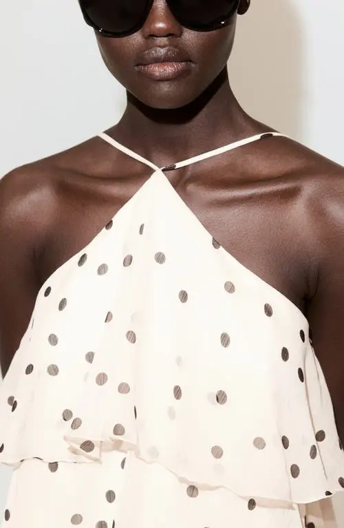 Mango Polka Dot Crinkle Tiered Minidress