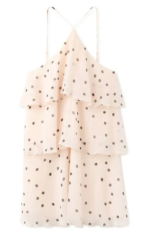 Mango Polka Dot Crinkle Tiered Minidress