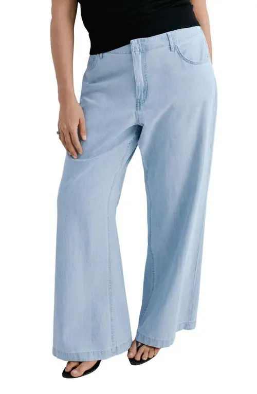 Mango Mid Rise Wide Leg Jeans