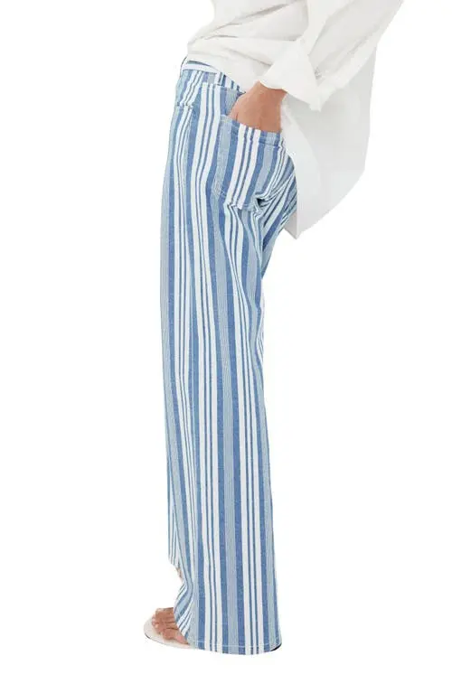 Mango Stripe Stretch Cotton Straight Leg Pants