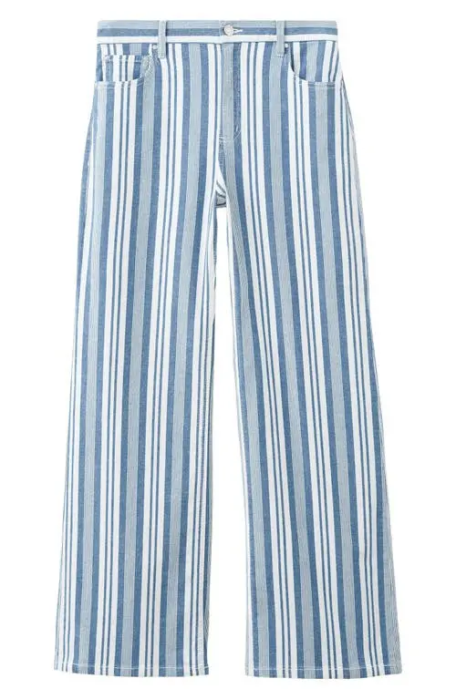 Mango Stripe Stretch Cotton Straight Leg Pants