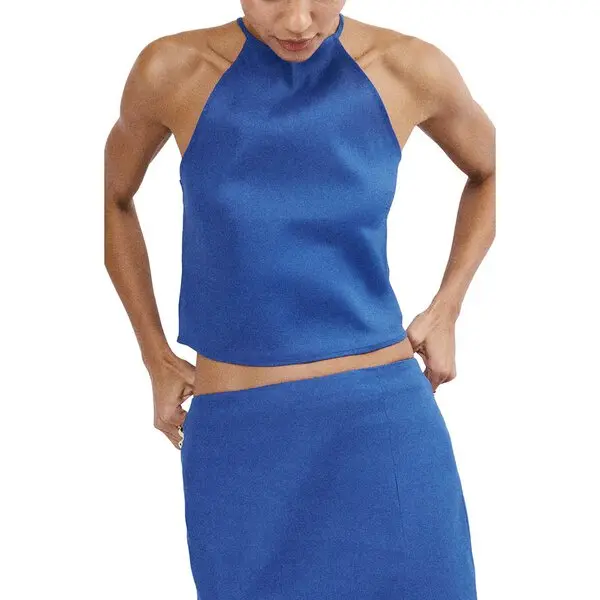 Mango Sleeveless Linen Blend Top