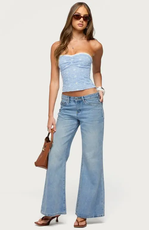 EDIKTED Zeffey Eyelet Strapless Corset Top