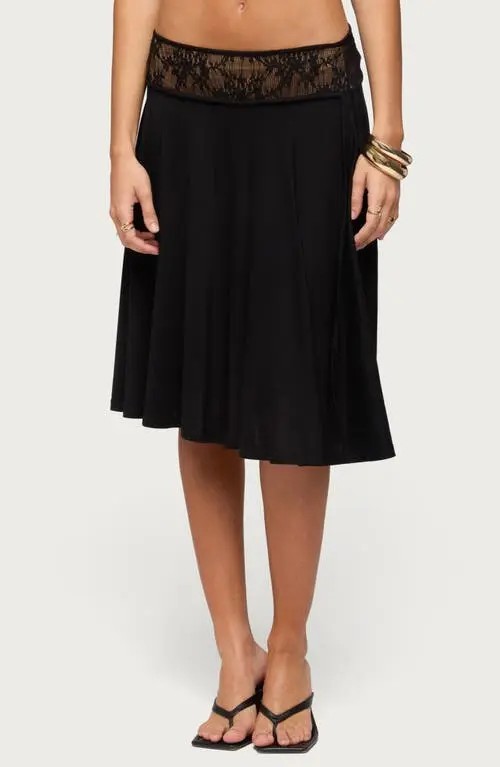 EDIKTED Winonah Lace Waistband A-line Skirt - Black