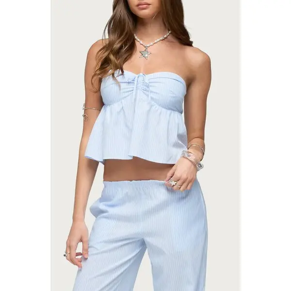 EDIKTED Cersei Stripe Strapless Top
