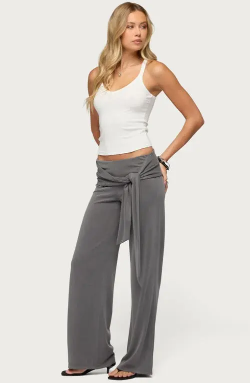 EDIKTED Xyla Waist Tie Straight Leg Pants