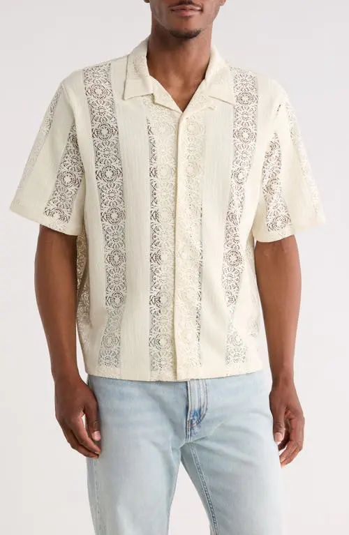 PACSUN Dexter Lace Panel Button-up Camp Shirt