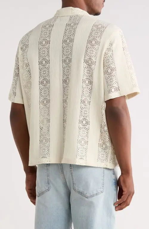 PACSUN Dexter Lace Panel Button-up Camp Shirt