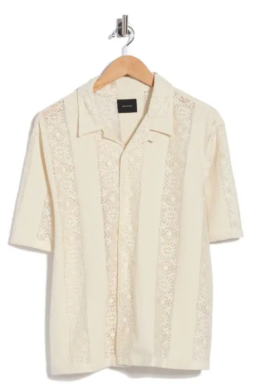 PACSUN Dexter Lace Panel Button-up Camp Shirt