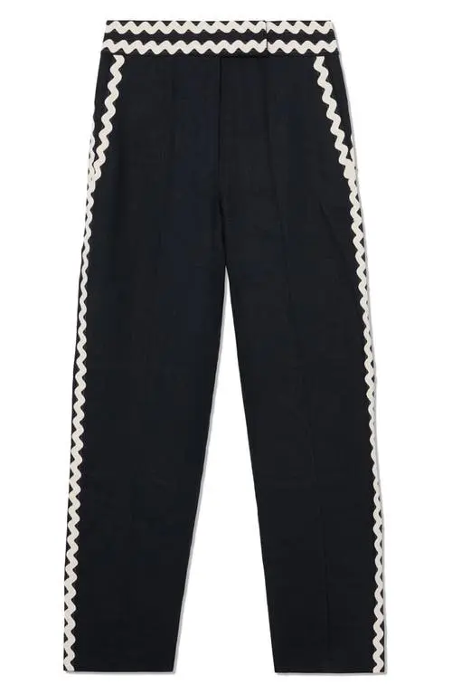 REISS Mila Rickrack Detail Straight Leg Ankle Pants