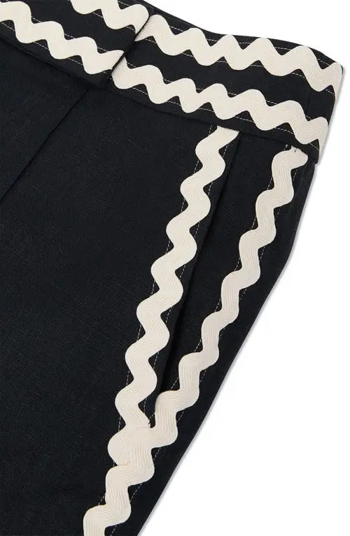 REISS Mila Rickrack Detail Straight Leg Ankle Pants